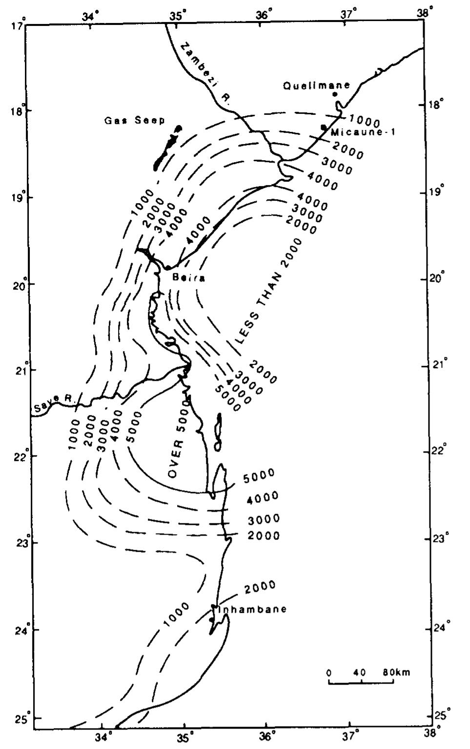 Isopach map of the grudja formation (flores, 1973). contour