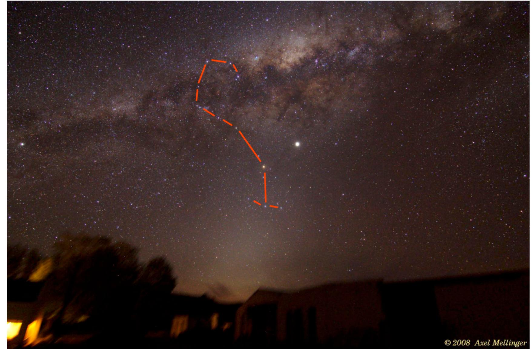 Intersection of milky way and zodiacal light by scorpius: