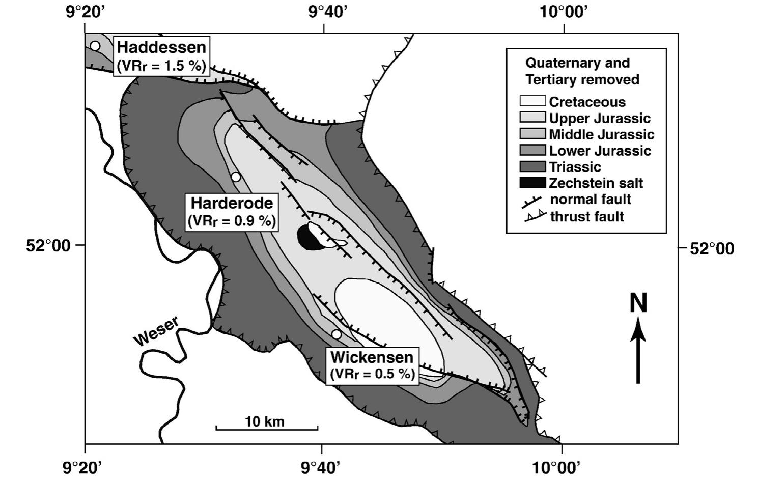 Map showing the geological structure of the hils syncline