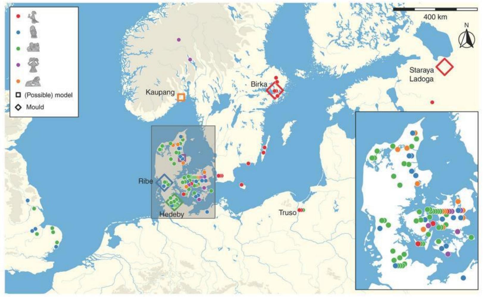 Geographical location of the classes of “valkyrie” amulets,
