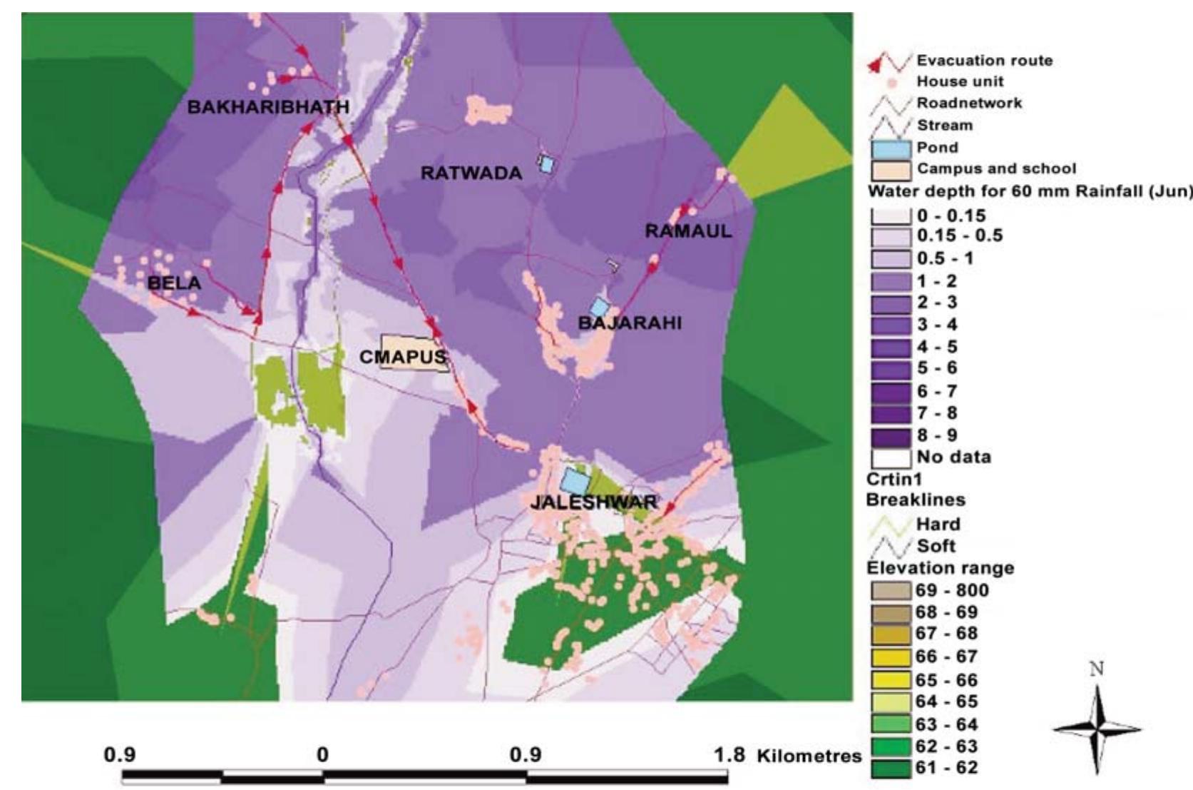 10: evacuation route on hazard map for 507.52m‘/s discharge