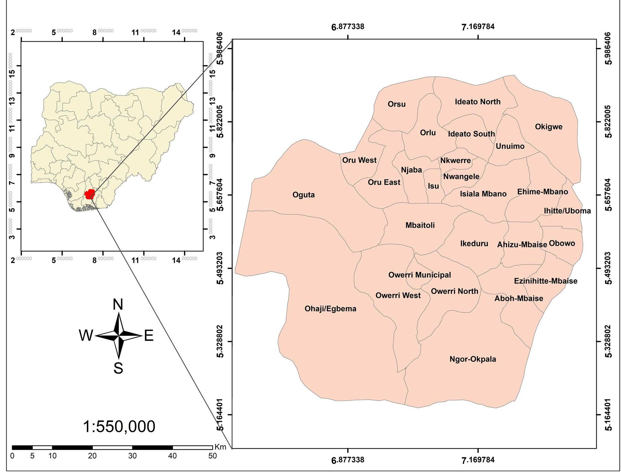 Study area map imo state is one of the five states of the
