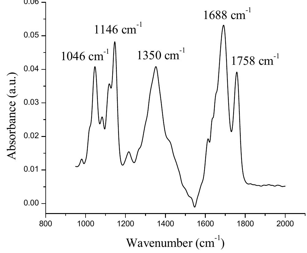 Atr-ftir spectrum of standard ascorbic acid in distilled