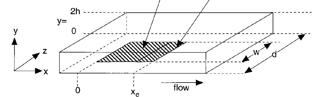 Schematic diagram of the channel-flow cell, showing the
