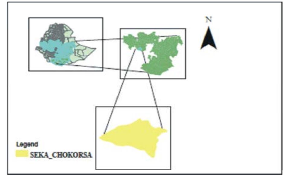 Map of the study area seka chokorsa district has a total