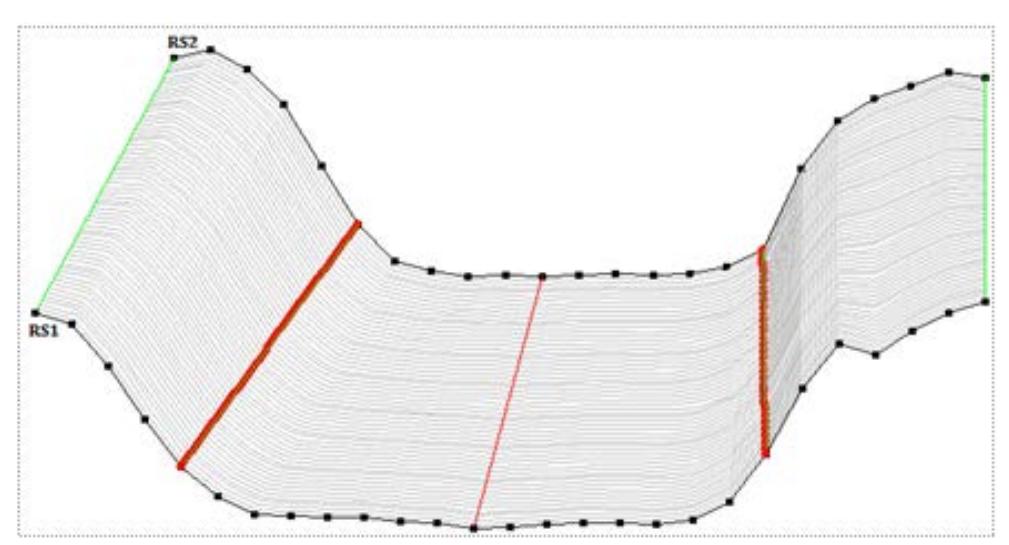 C.interpolated cross-sections plots between rs2 and rs!