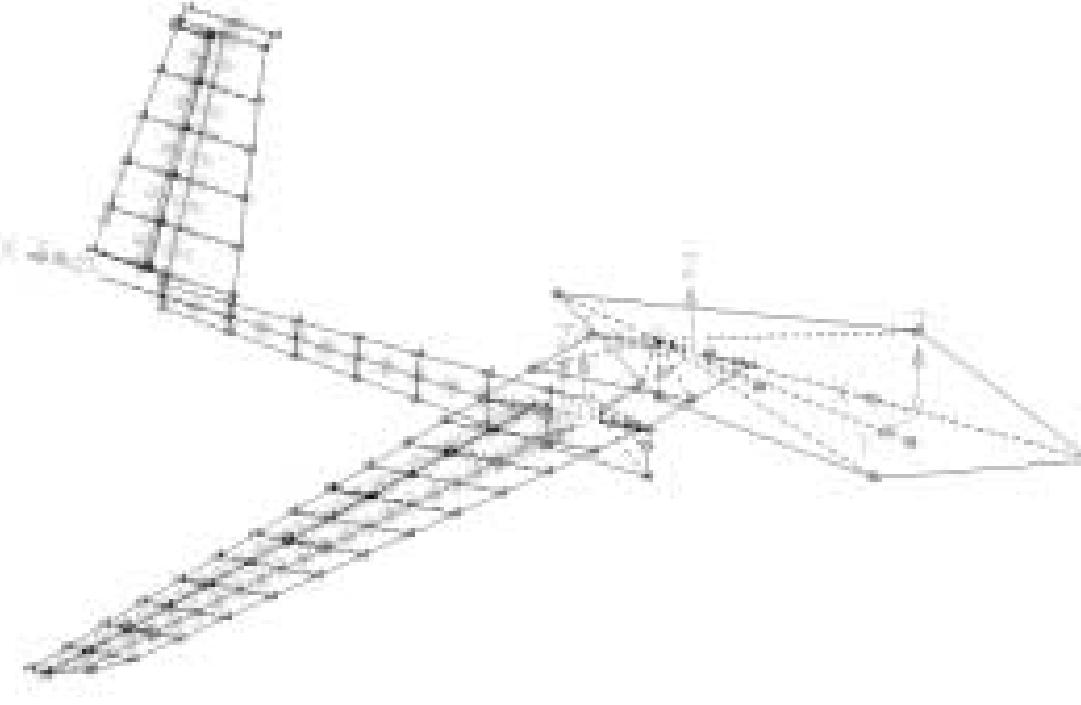 Schematic representation of aircraft under flutter analysis,