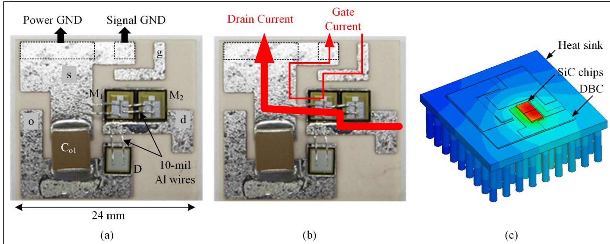 (a) photograph of dbc module. the mosfet’s and diode are sic