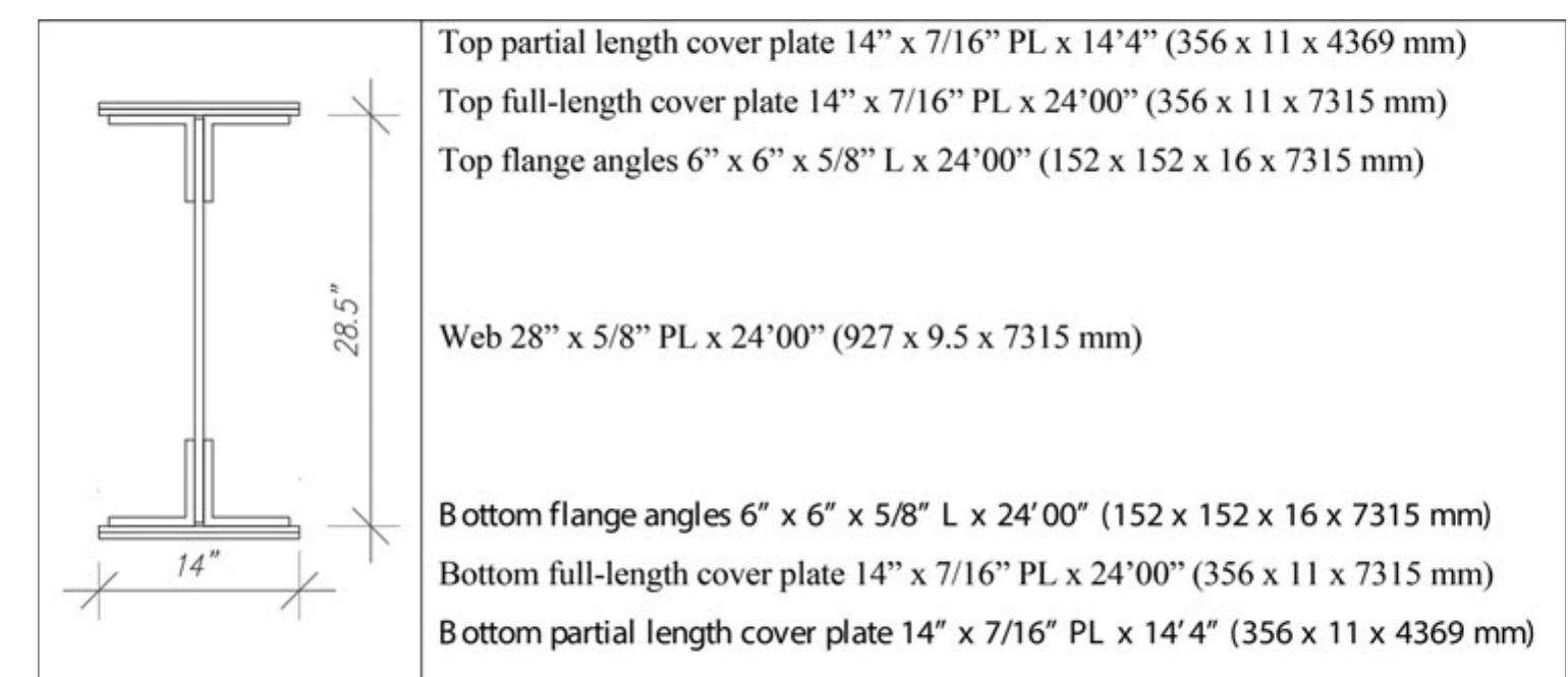Built-up section of main girder of 24-foot (7.3-meter) span.
