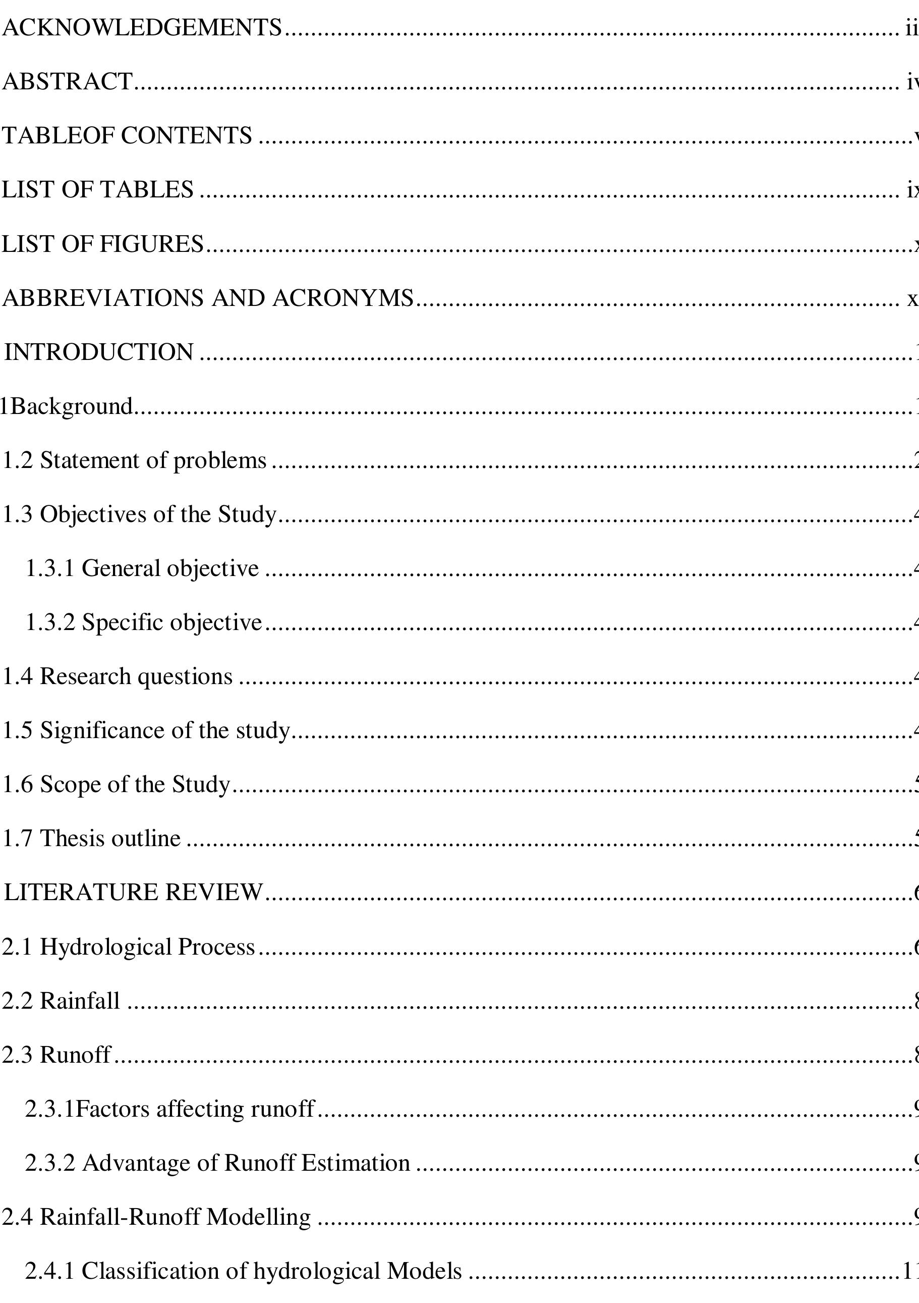 Table 1 Application Of Hec Hms Model For Rainfall Runoff