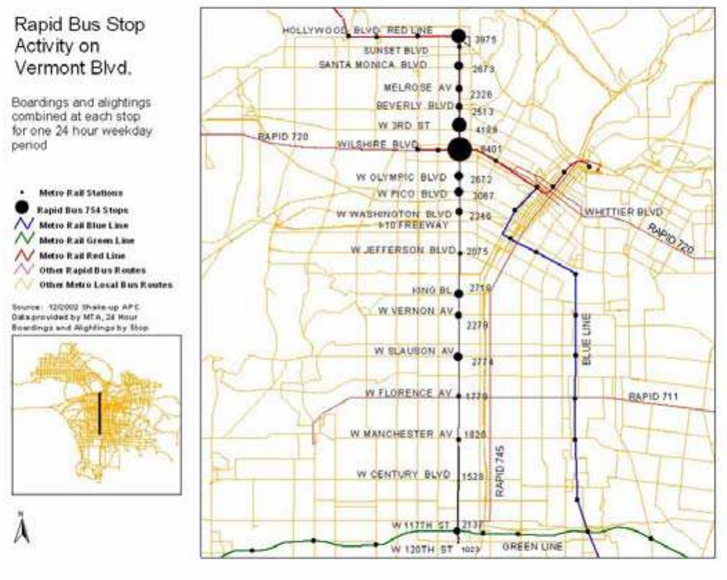 4: transit activity map, in rapid bus stop areas vermont