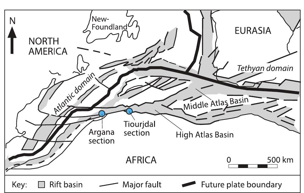 Sketch map of the triassic—jurassic rift basins in the