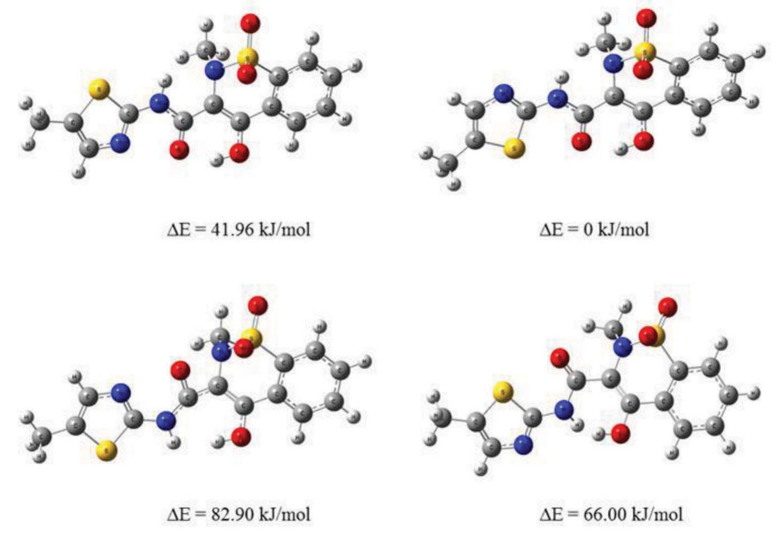 Optimised molecular structures of each mlx conformer