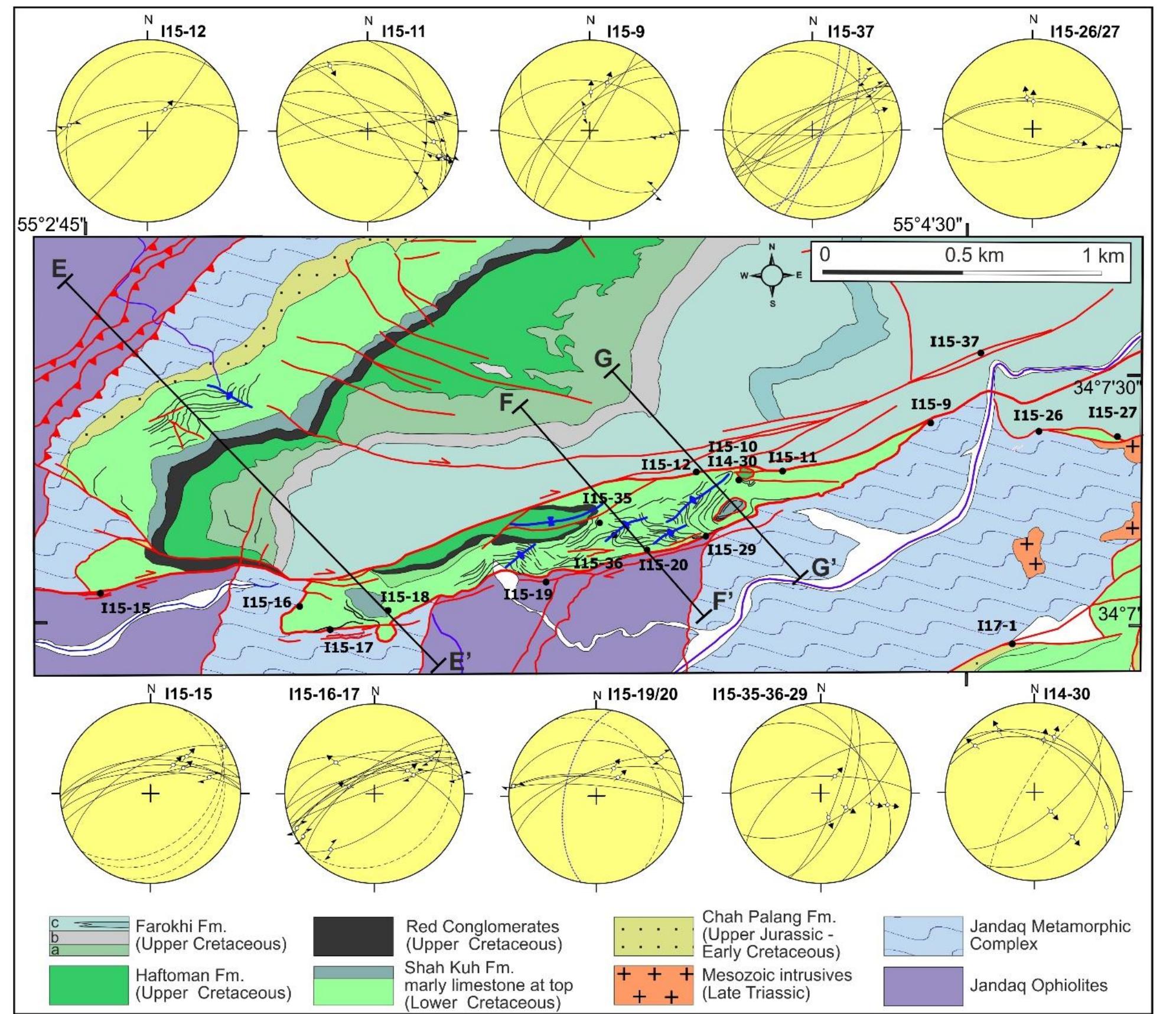 Geological map of the western branch of the arusan fault.