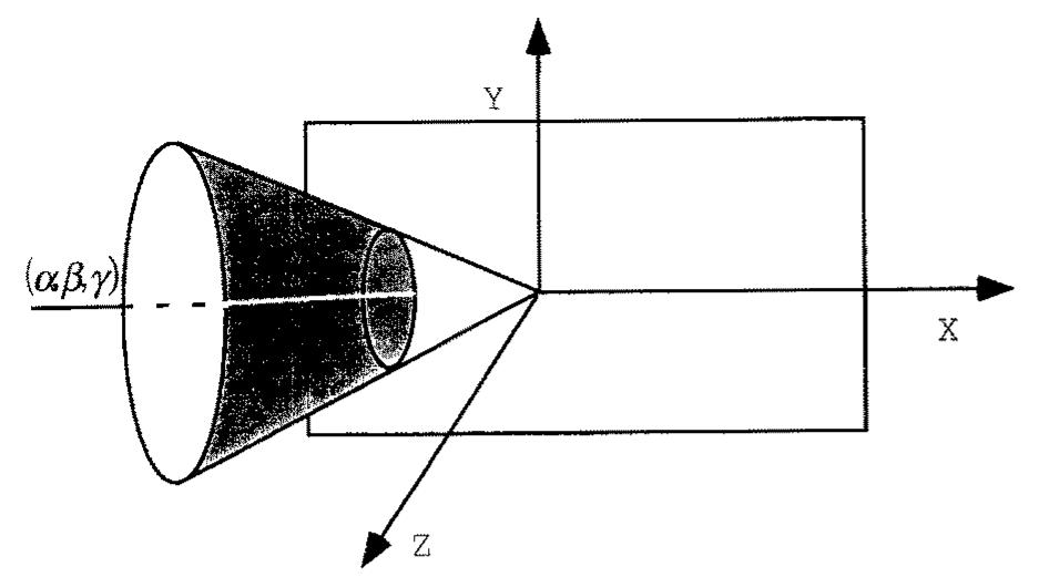 The intersection of the image plane with the cone (deter-