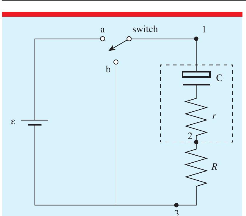 Circuit of the charging and discharging of a supercapacitor