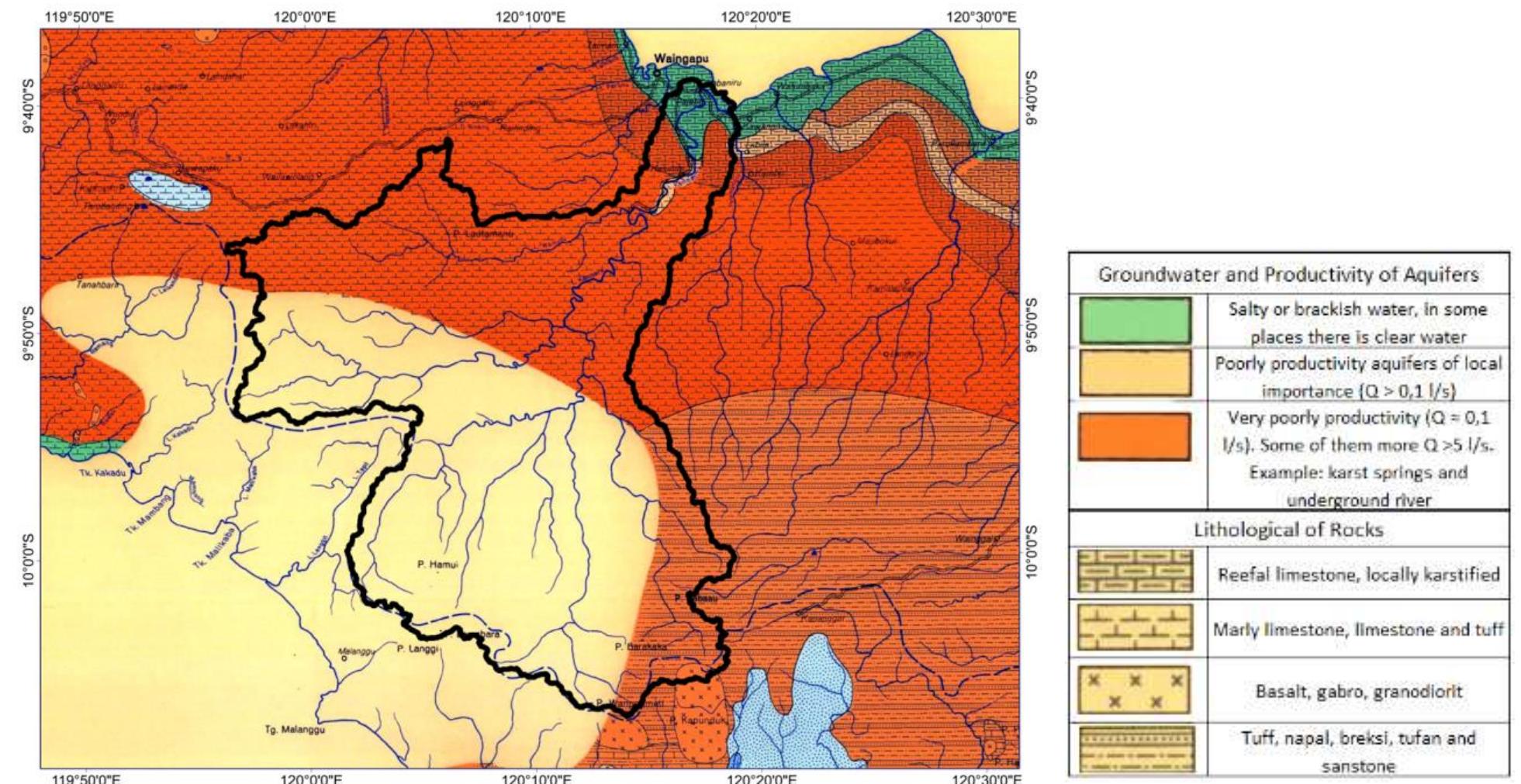 The hydrogeology map of kambaniru watershed the cn value