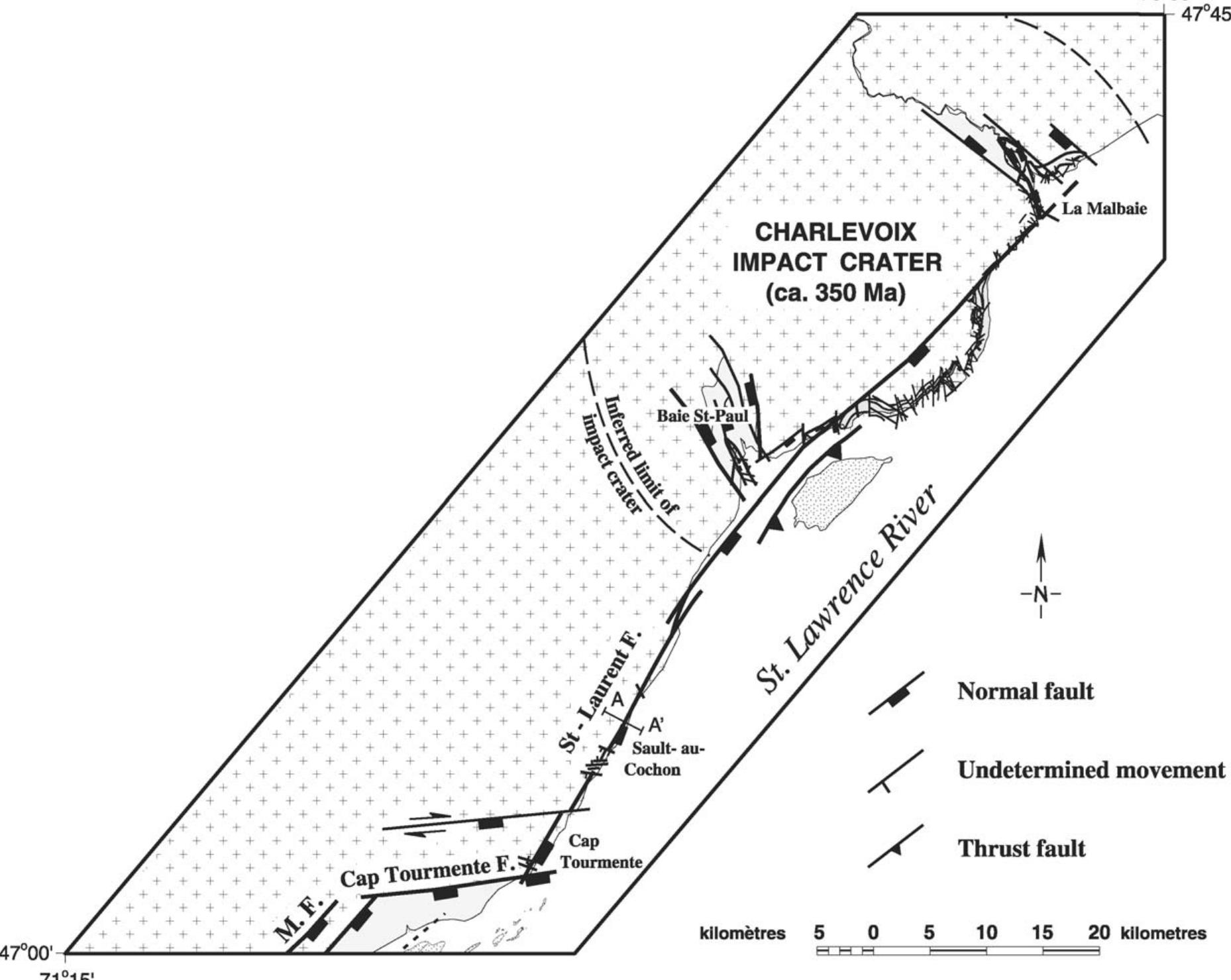 Simplified geologic map showing the trace of faults related
