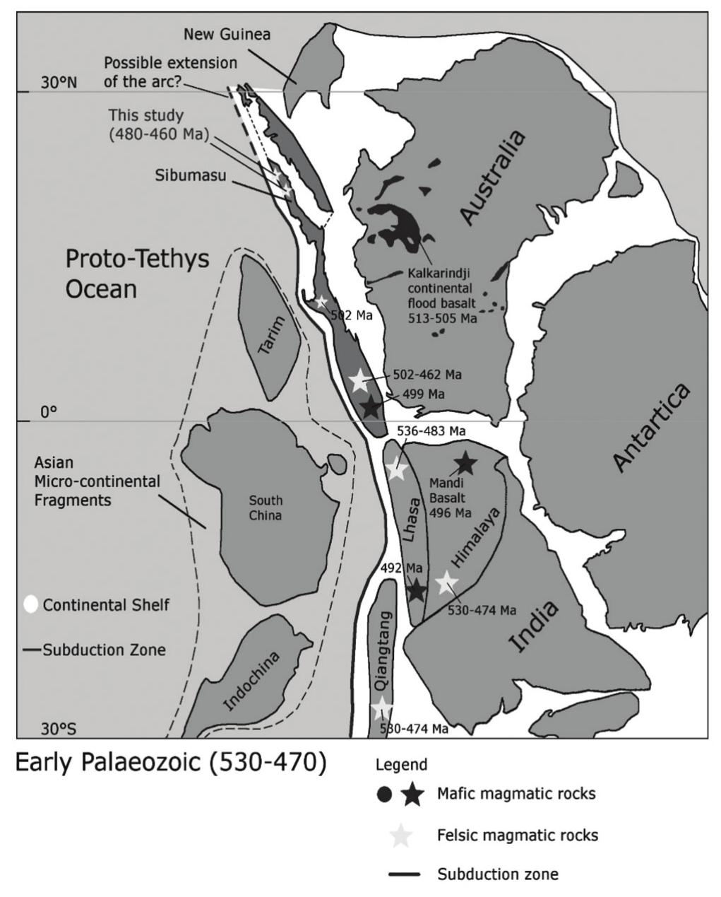 Reconstruction of gondwana showing the palaeogeograph- ic
