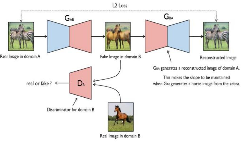 Cycle gan learns the mapping between two image domains using