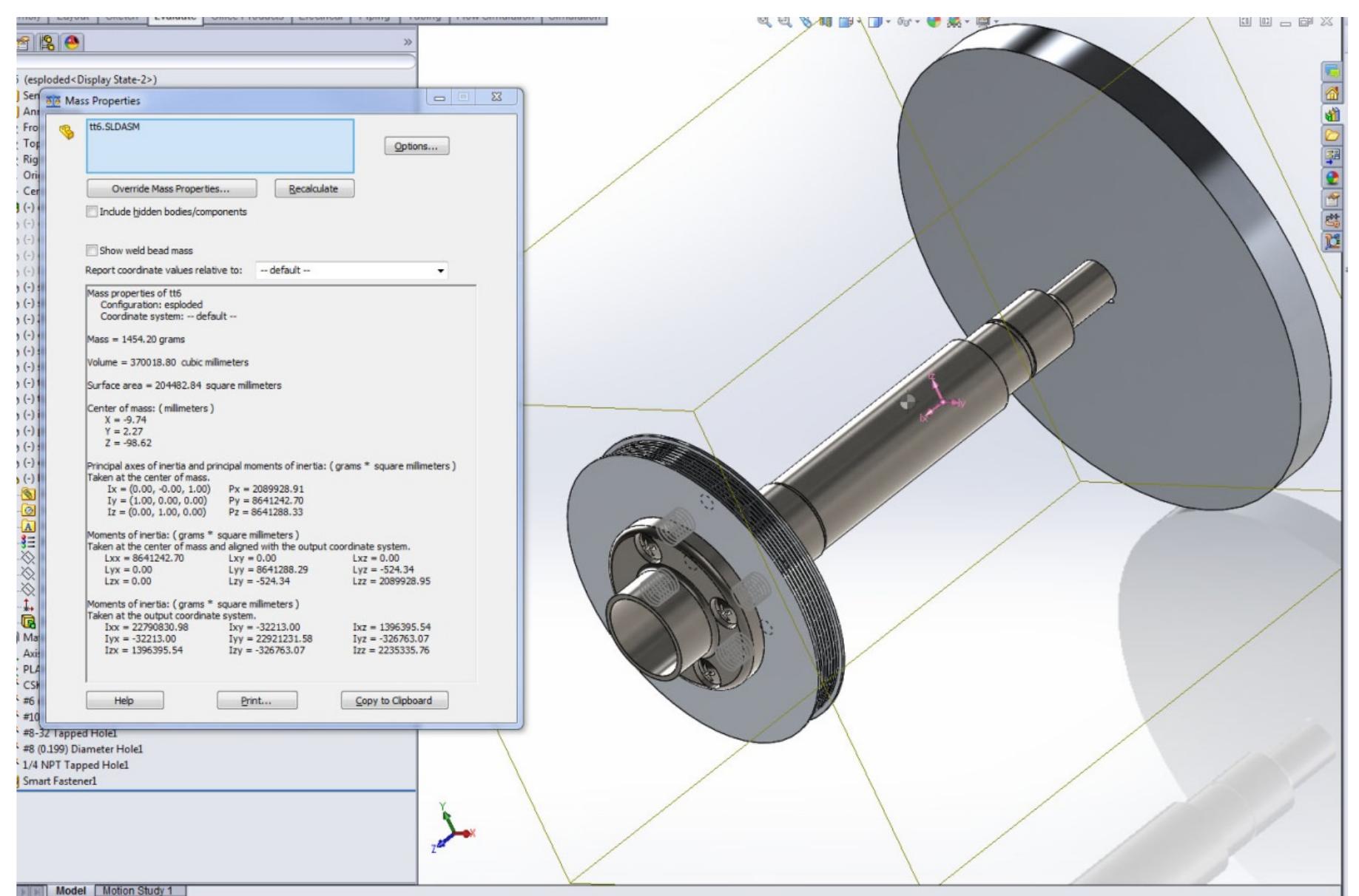 —solidworks© calculating the moment of inertia