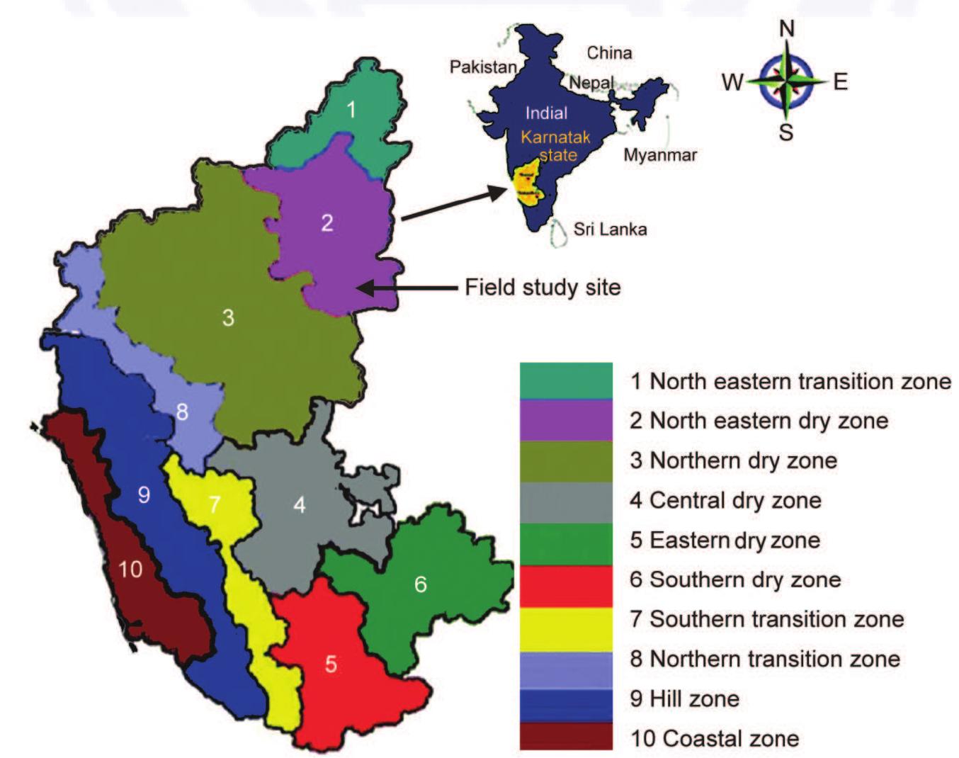 Map of karnataka state showing geographical location of