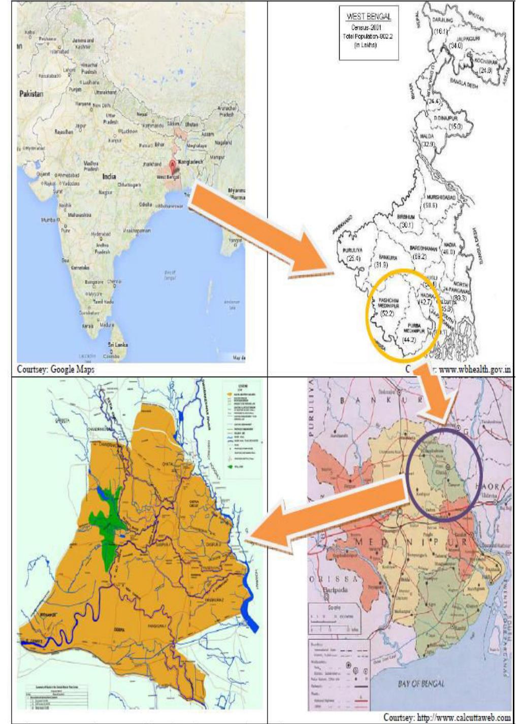 Location map of the ghatal master plan region study project