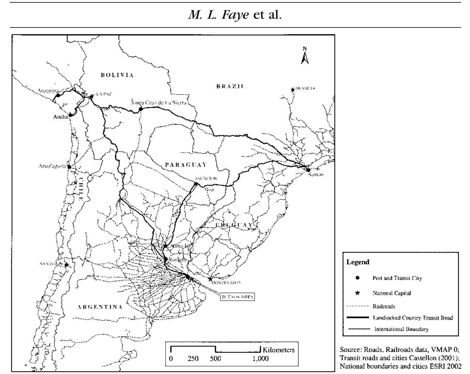 Map a12. transit routes of south america.