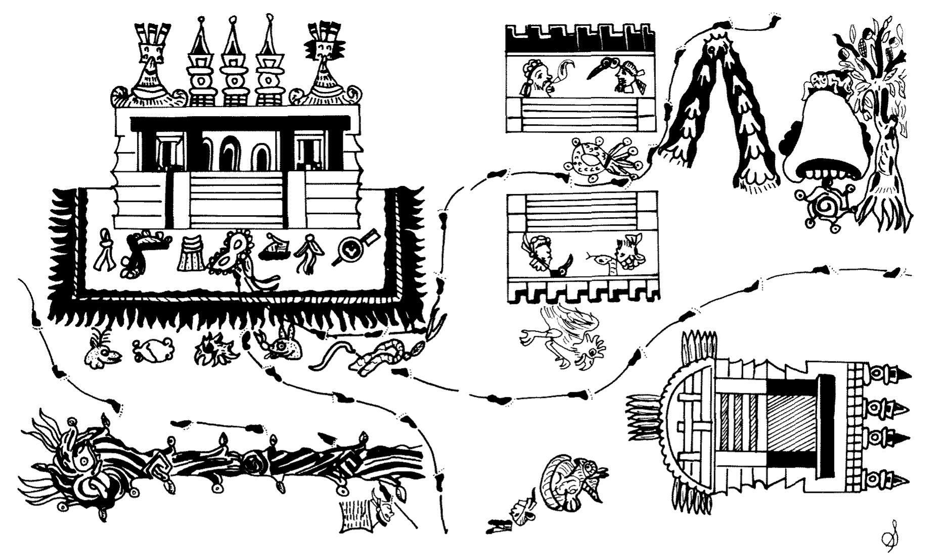 Urban plan of cholula with pyramid of quetzalcoatl in left