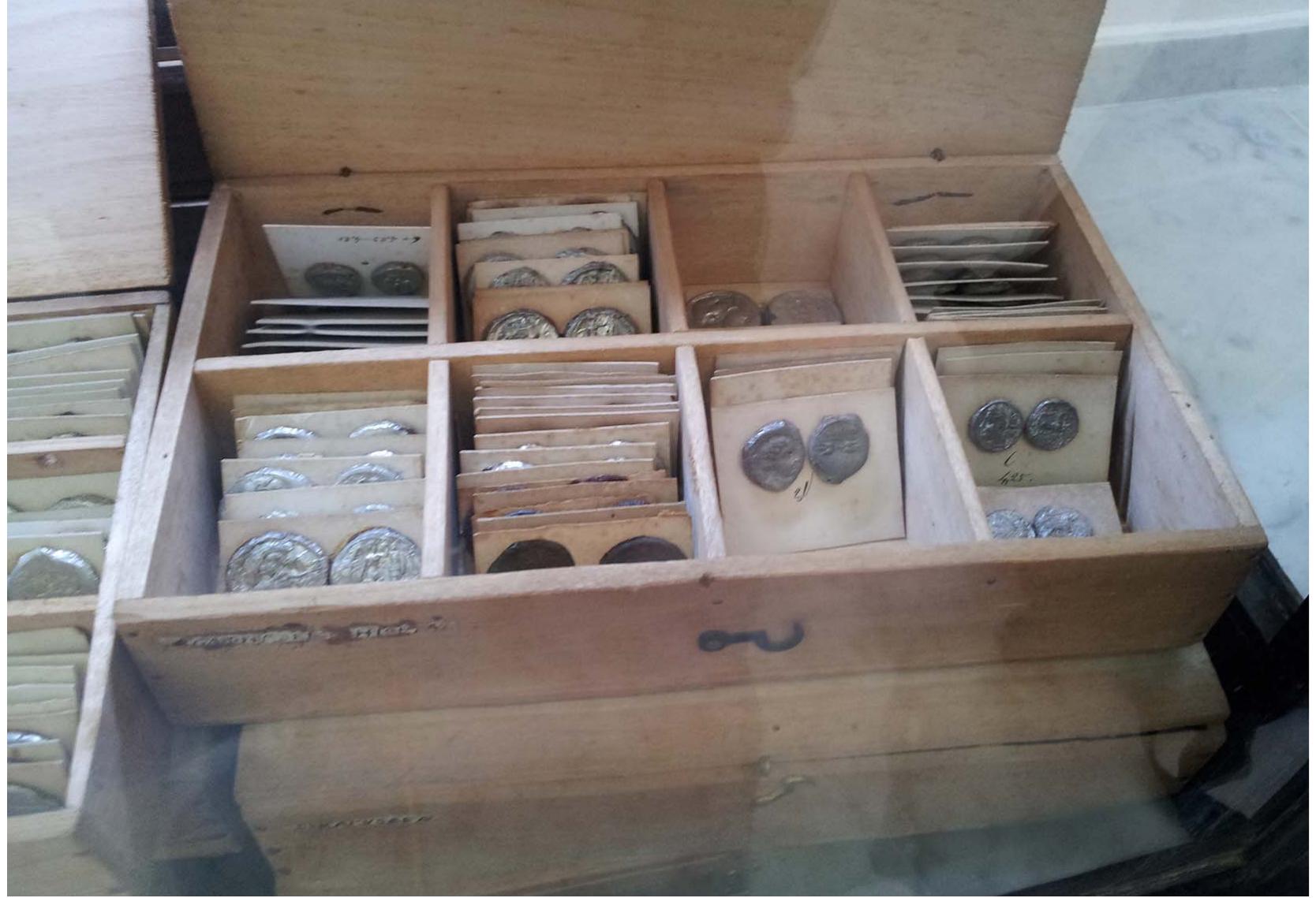 Selection of salinas’s wooden boxes storing his coin
