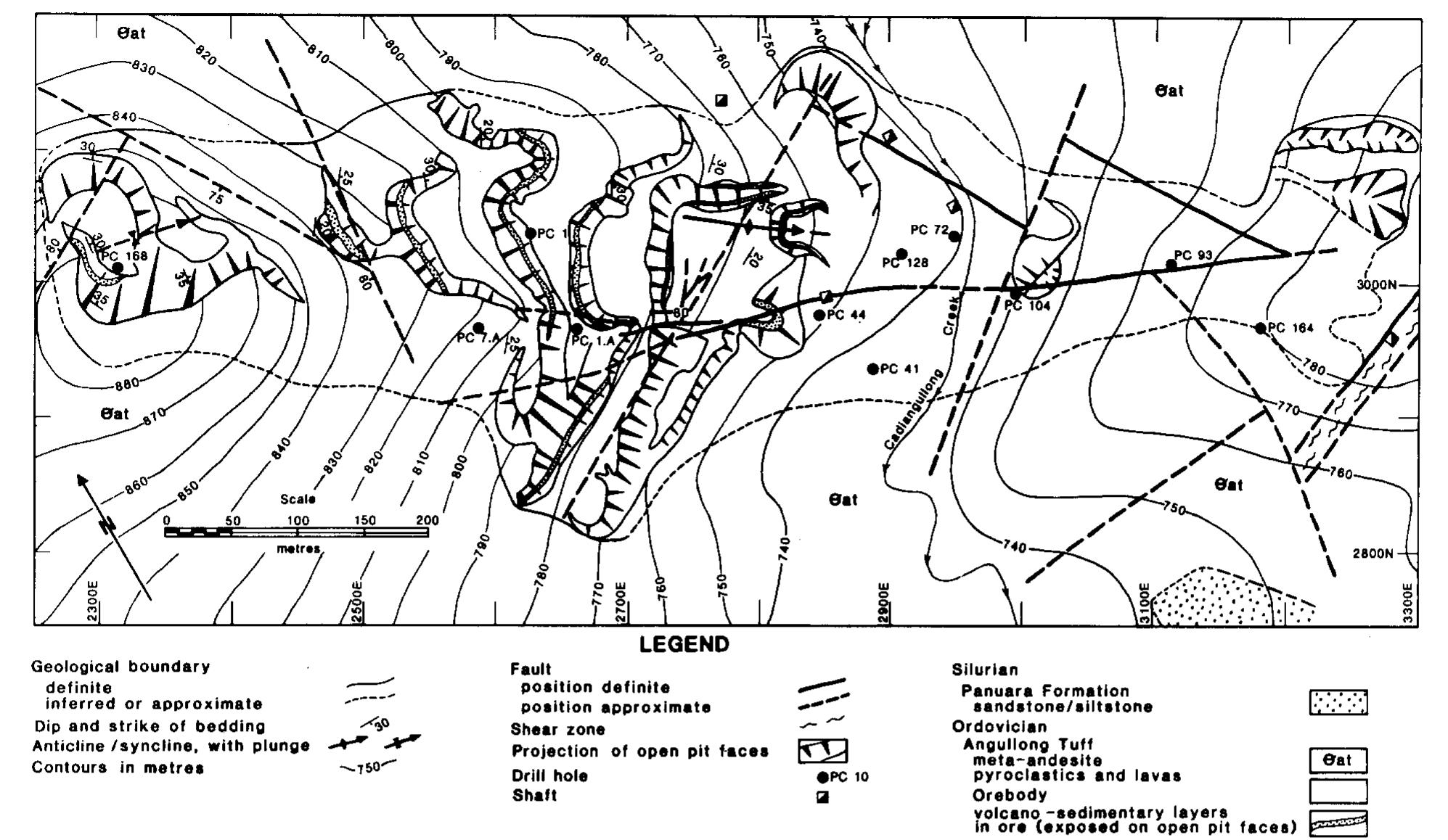 Geological plan of the big cadia open pit, showing the