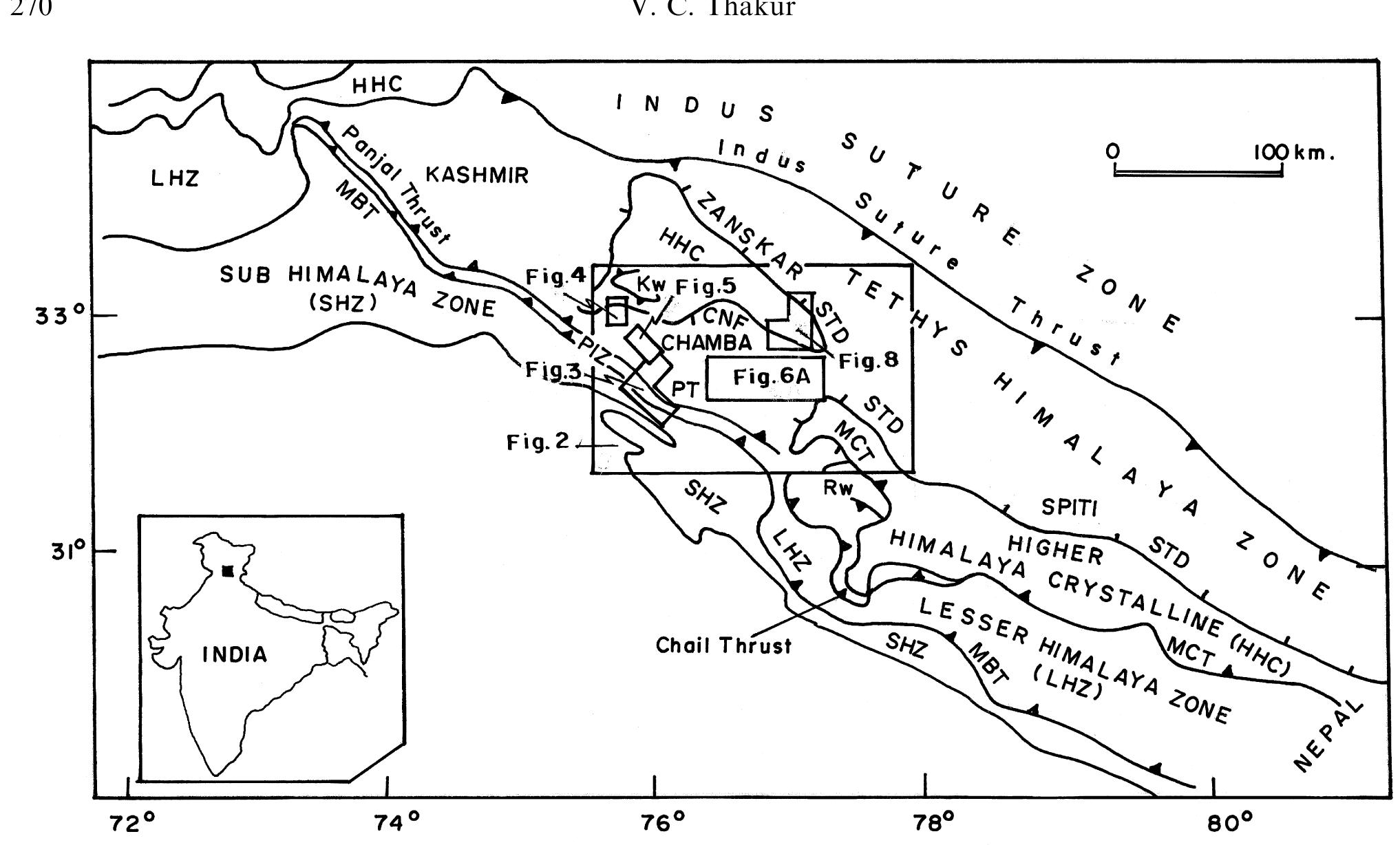 Outline tectonic map of western himalaya showing tectonic