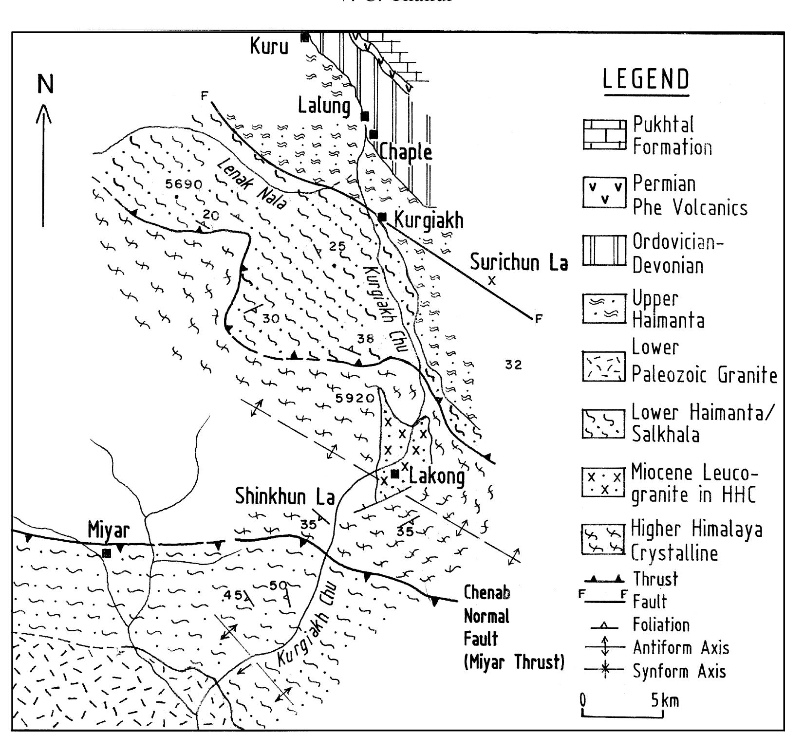 Geological map of the miyar area in lahaul showing