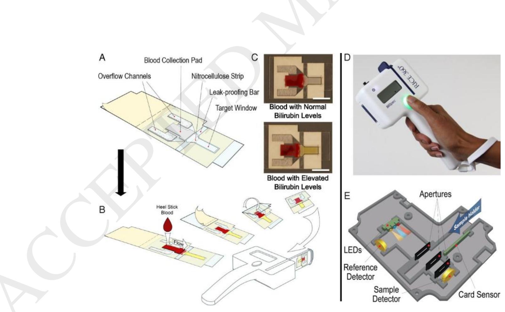 Bilispec lateral flow card and reader. (a) diagram of the