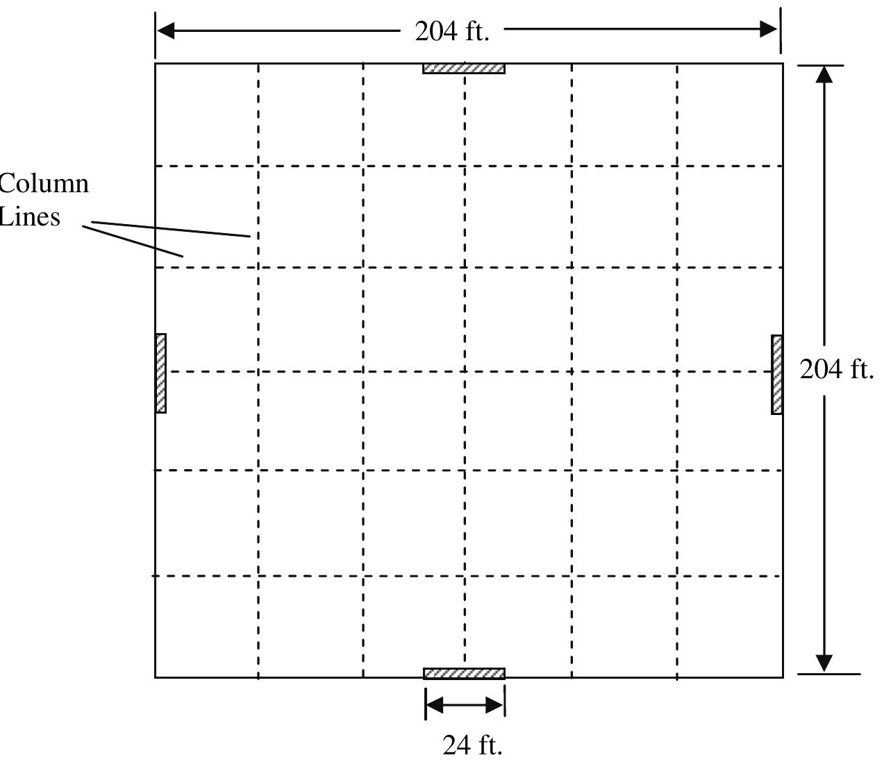 Q plan view of typical single-story reinforced masonry shear