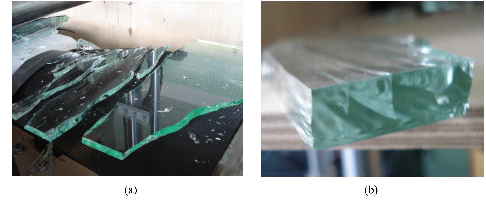 Samples after testing: (a) sample in the testing machine,