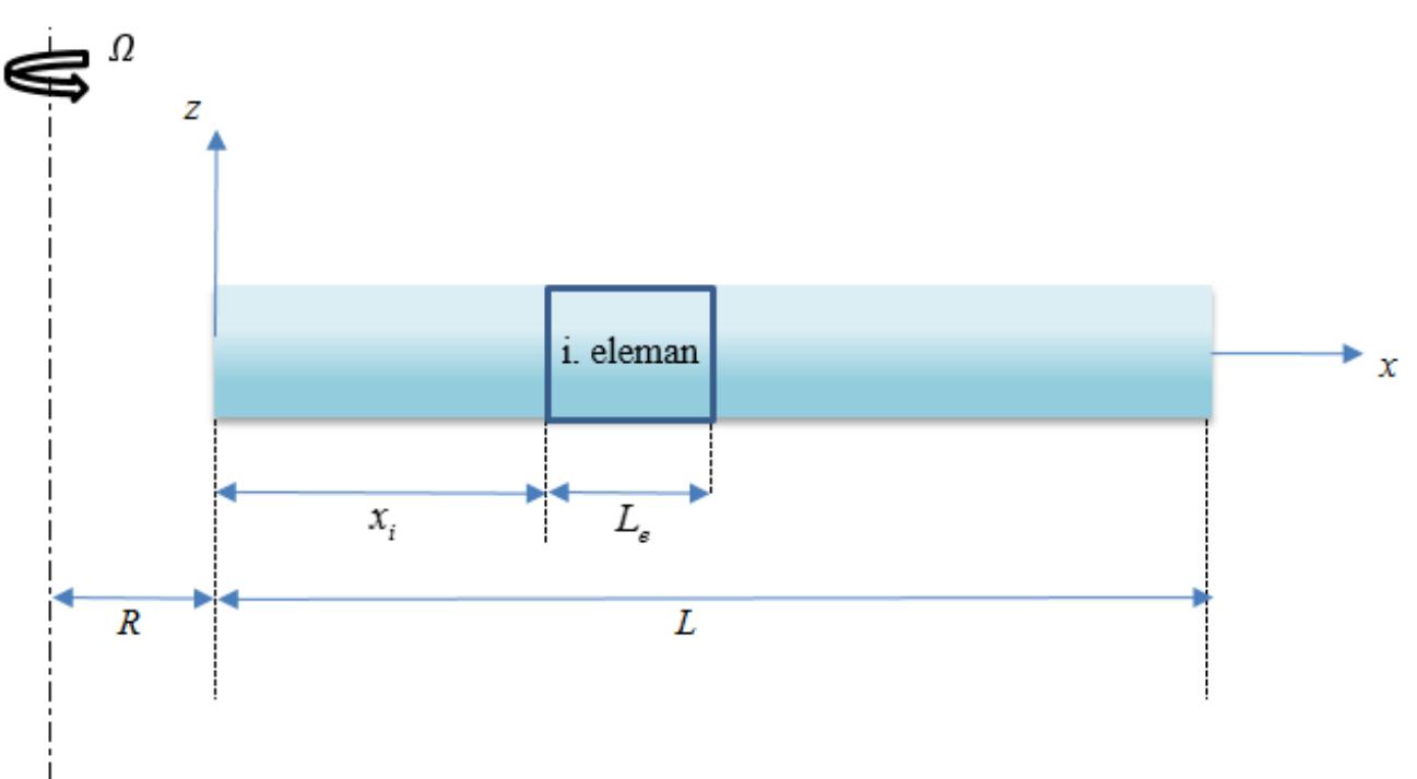 Finite element model of a rotating functionally graded beam