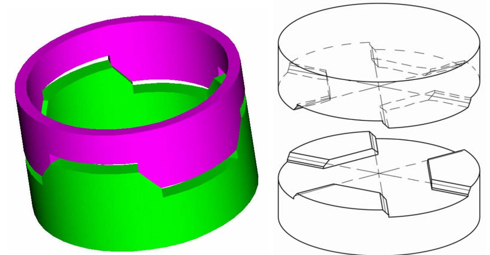 Three tooth kinematic coupling: solid model of low cost