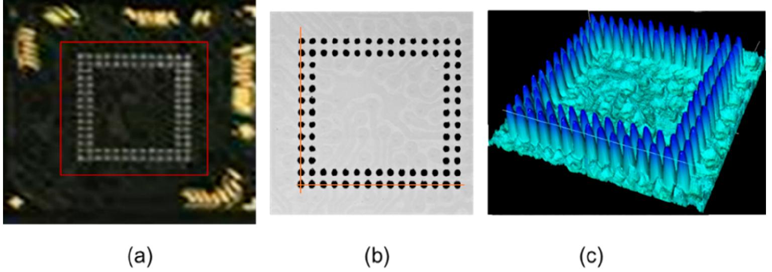 Reconstruction of the 3d bga sample: (a) photograph of the
