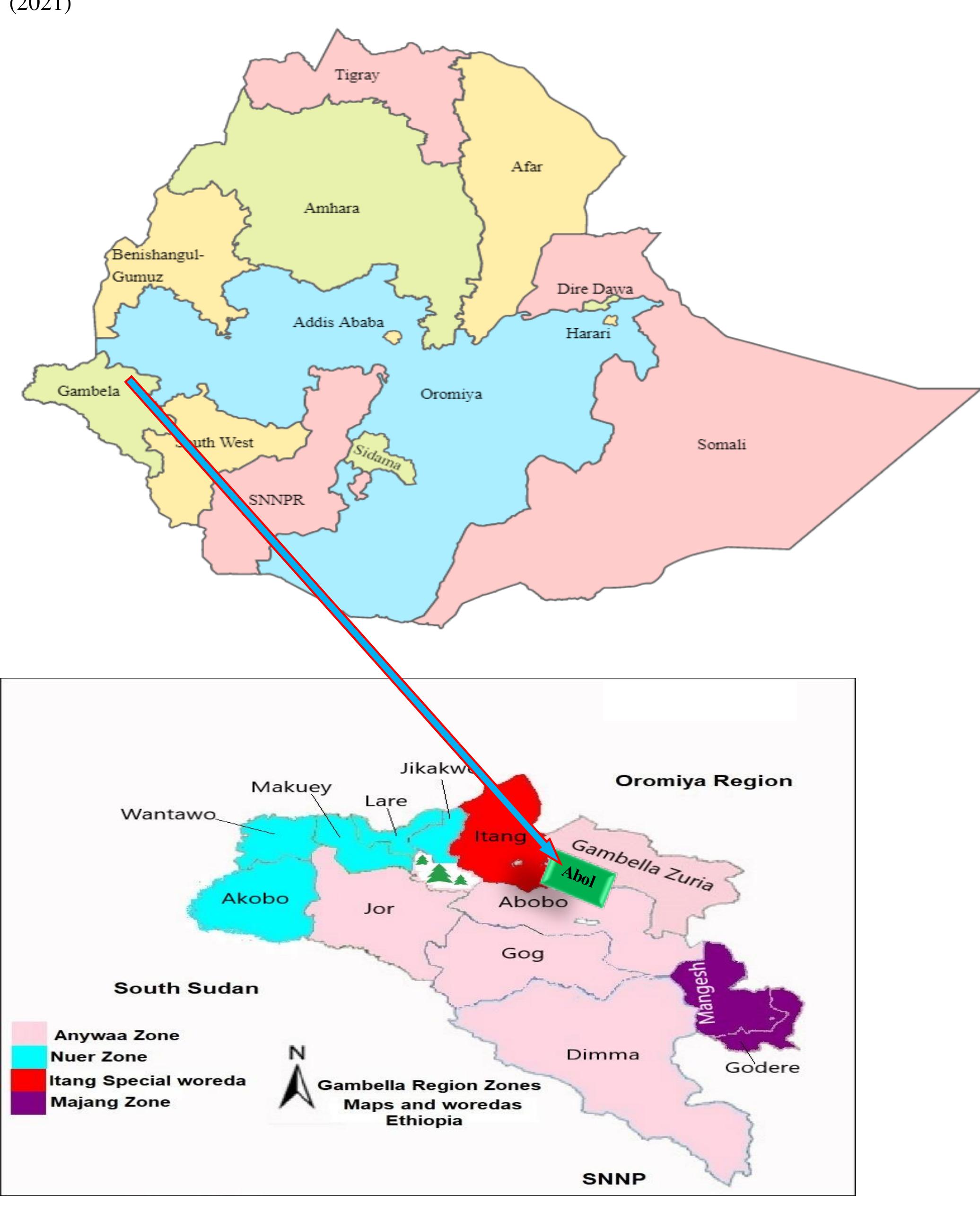 3. 1. map of ethiopia and study site (gambella).