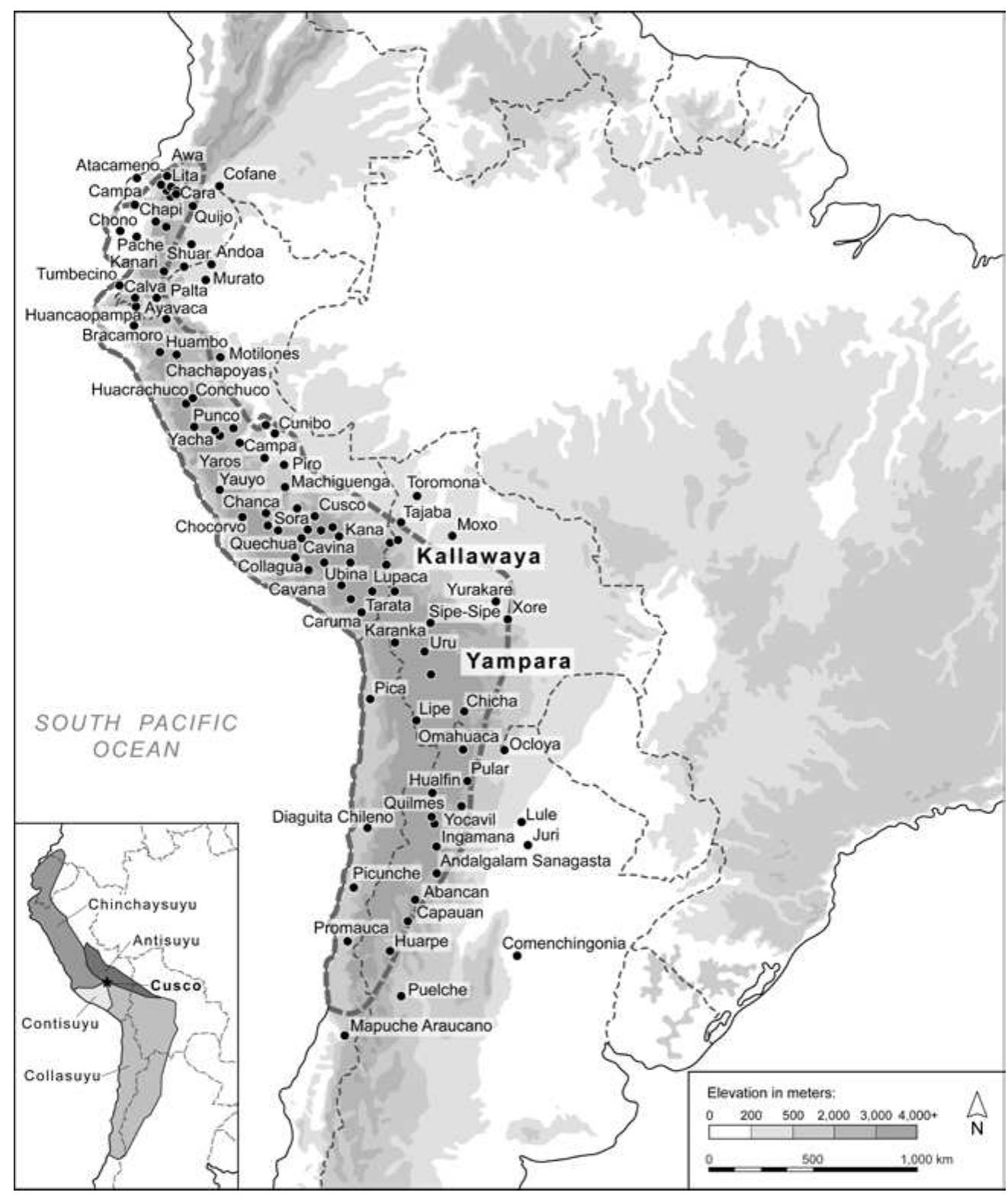 2. map of the inka empire showing the four quarters and the