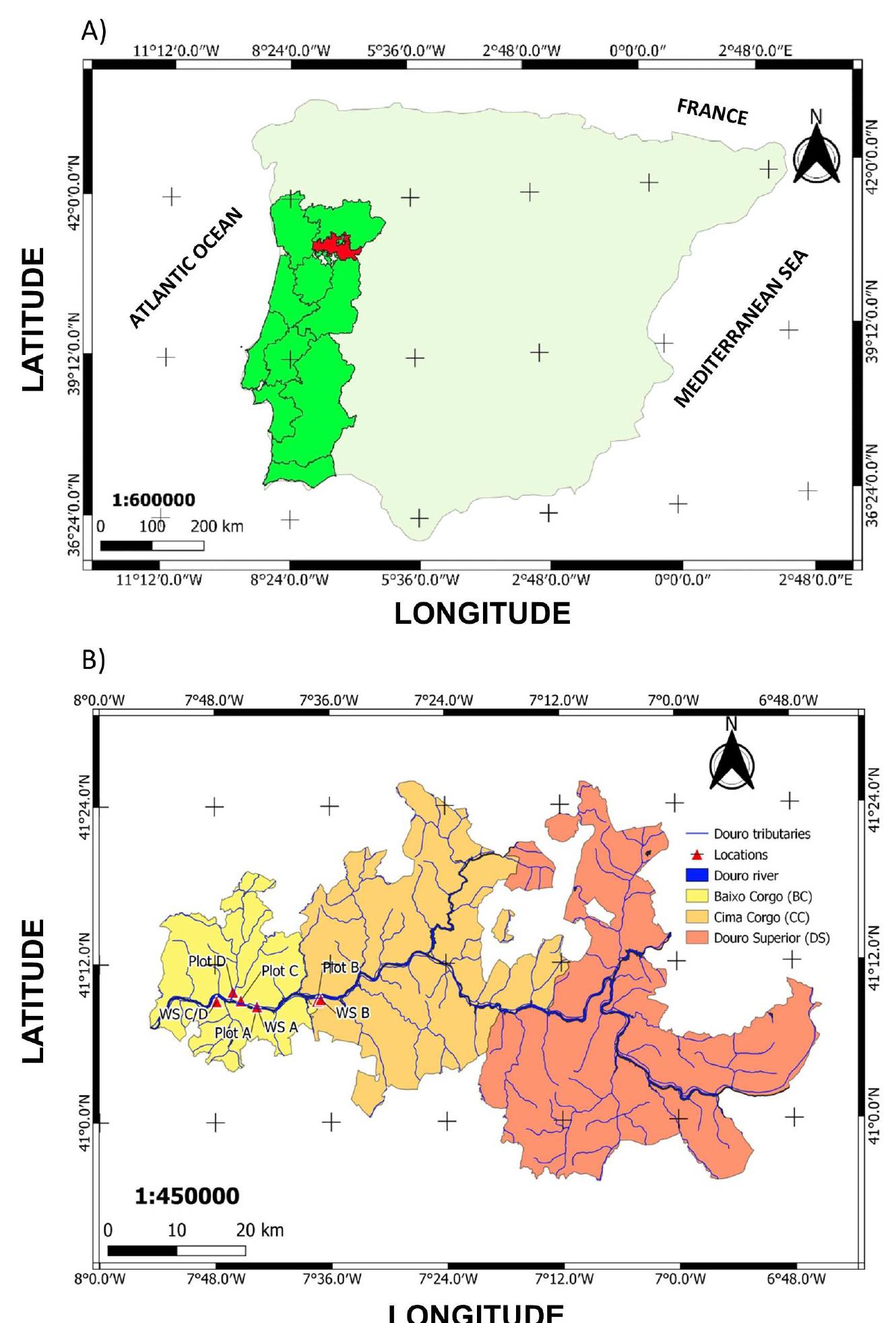 A) map of the iberian peninsula showing the boundaries of