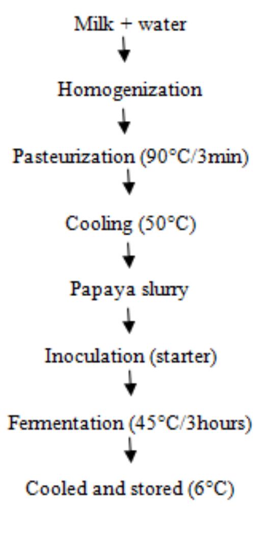 Flow chart of cofermented papaya yoghurt flow chart of