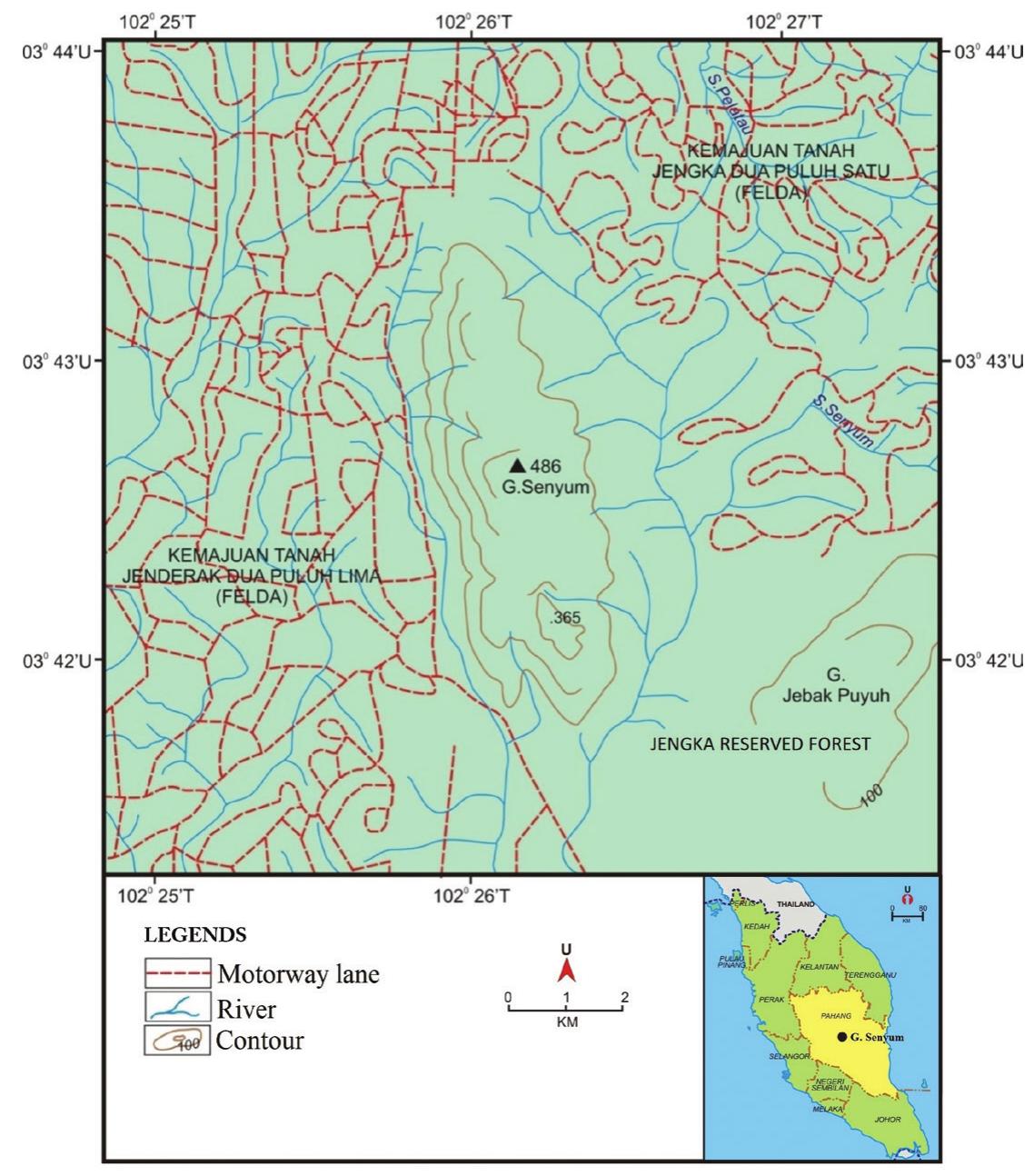I. map of gunung senyum recreational forest, jengka forest