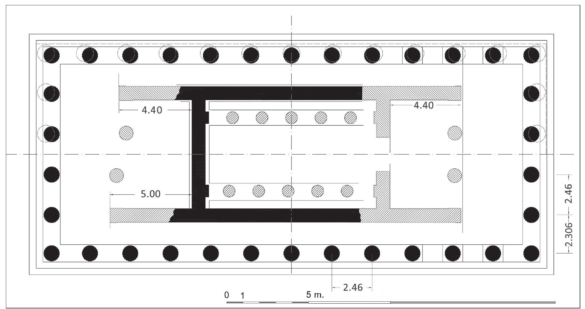 - reconstructed plan of the archaic temple of poseidon at