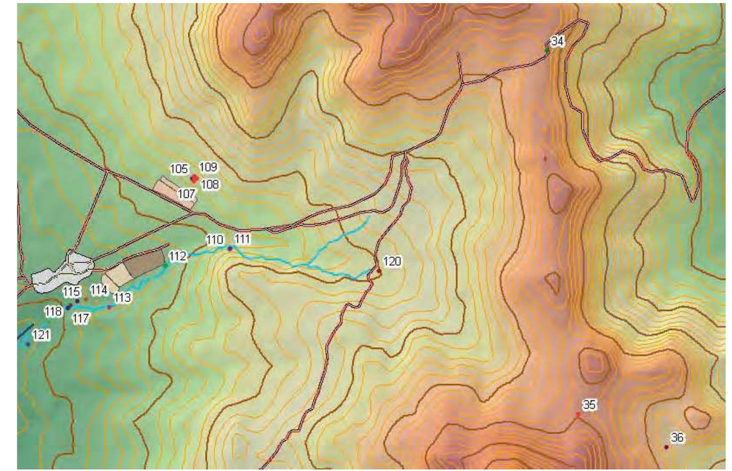 Map of oz river and its valley, showing features surveyed.