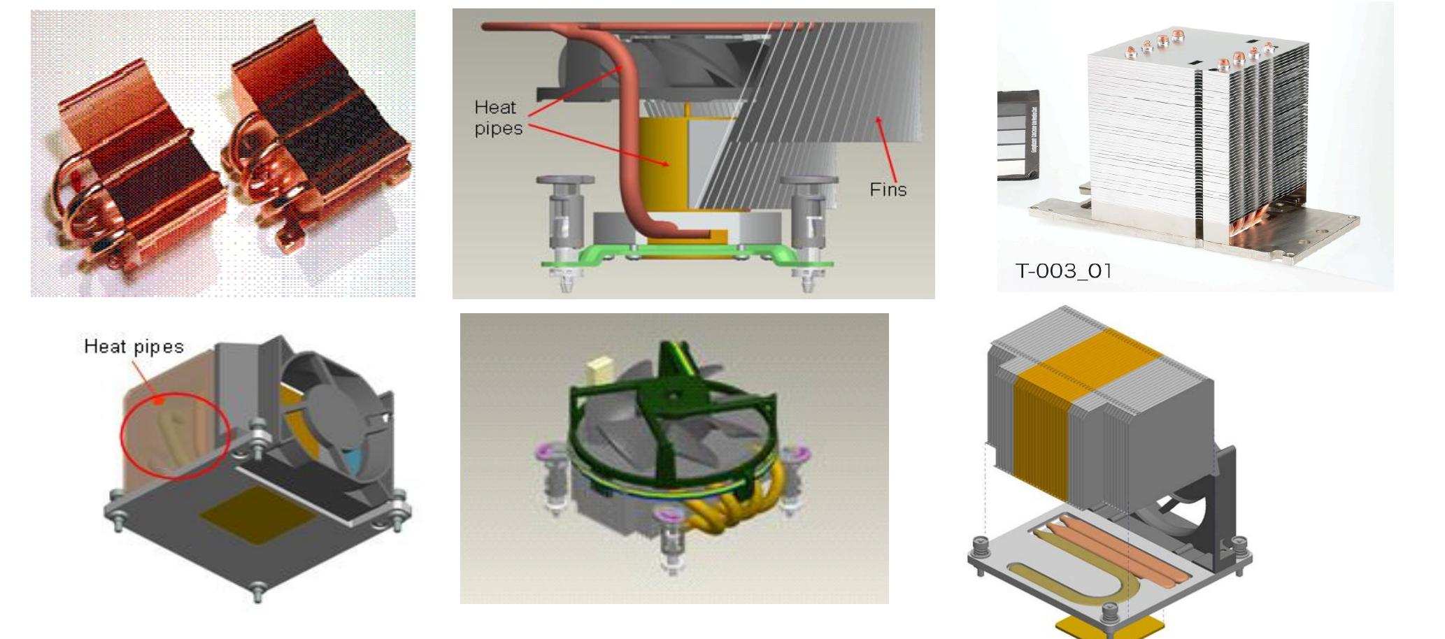 Examples of heat pipe heat sink thermal designs for cooling