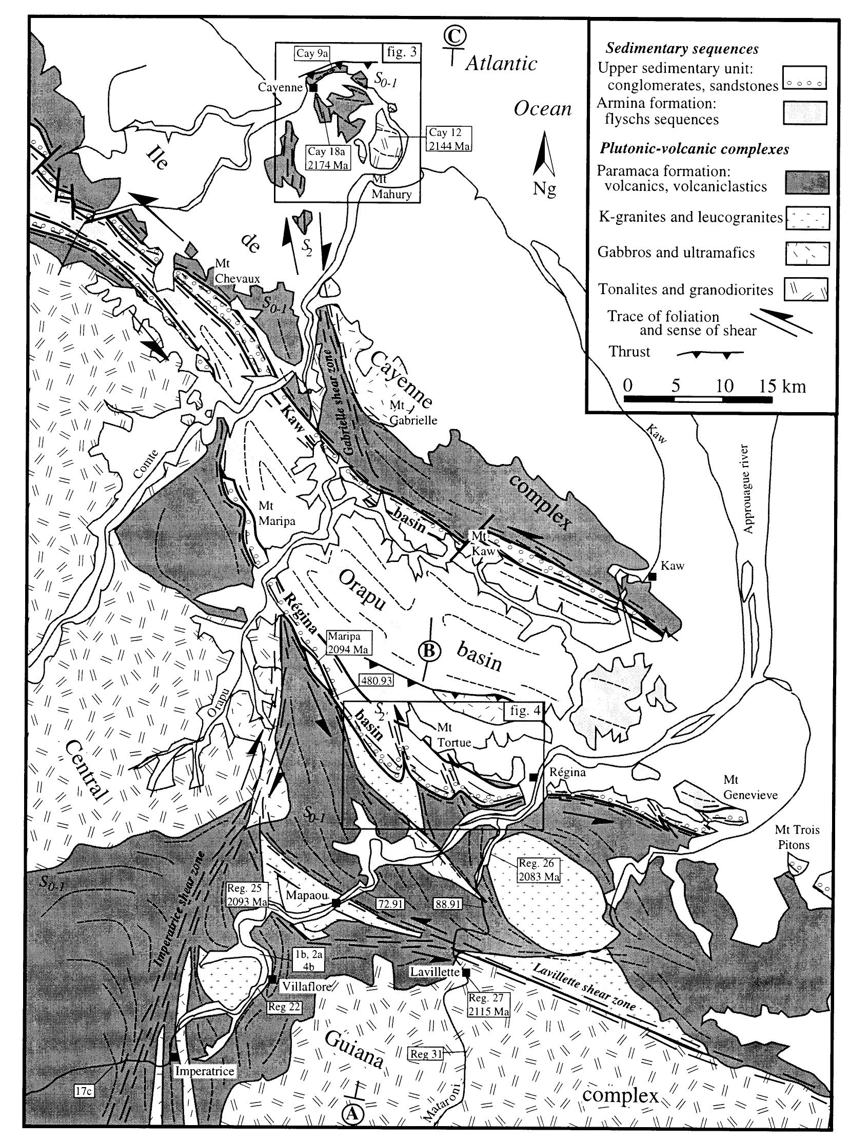 (a) schematic geologic and tectonic map of the