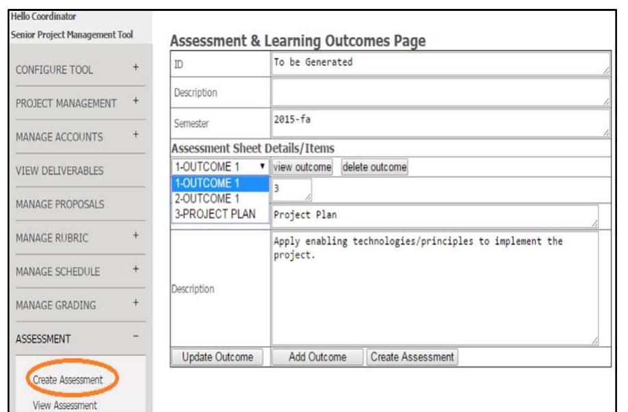 Create assessment sheet form the main step of assessment is
