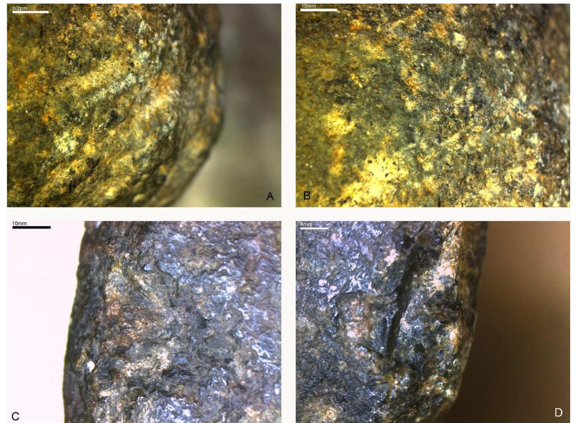 Micrographs of battle-axes and axe-hammers from the